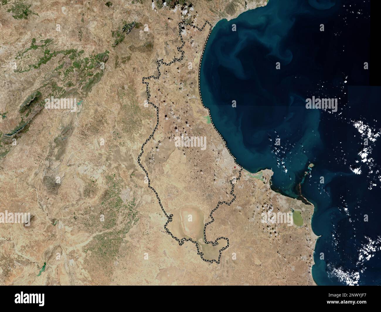 Sousse, governorate of Tunisia. Low resolution satellite map Stock ...