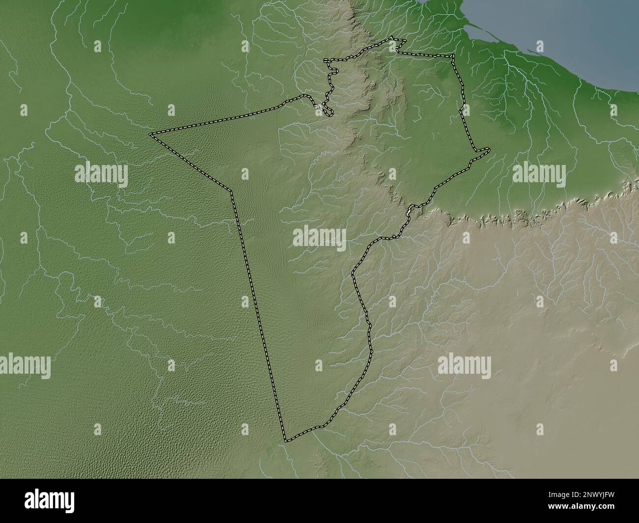 Tataouine, governorate of Tunisia. Elevation map colored in wiki style ...