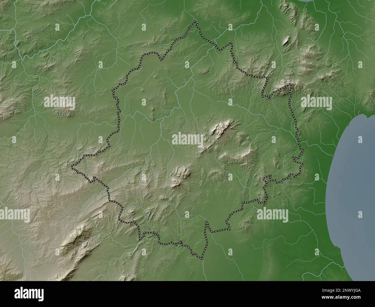 Zaghouan, governorate of Tunisia. Elevation map colored in wiki style ...