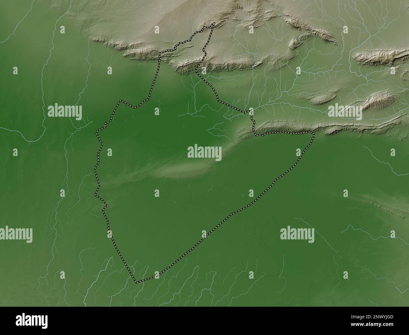 Tozeur, governorate of Tunisia. Elevation map colored in wiki style ...