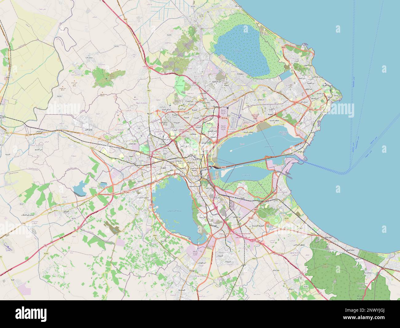 Tunis, governorate of Tunisia. Open Street Map Stock Photo - Alamy