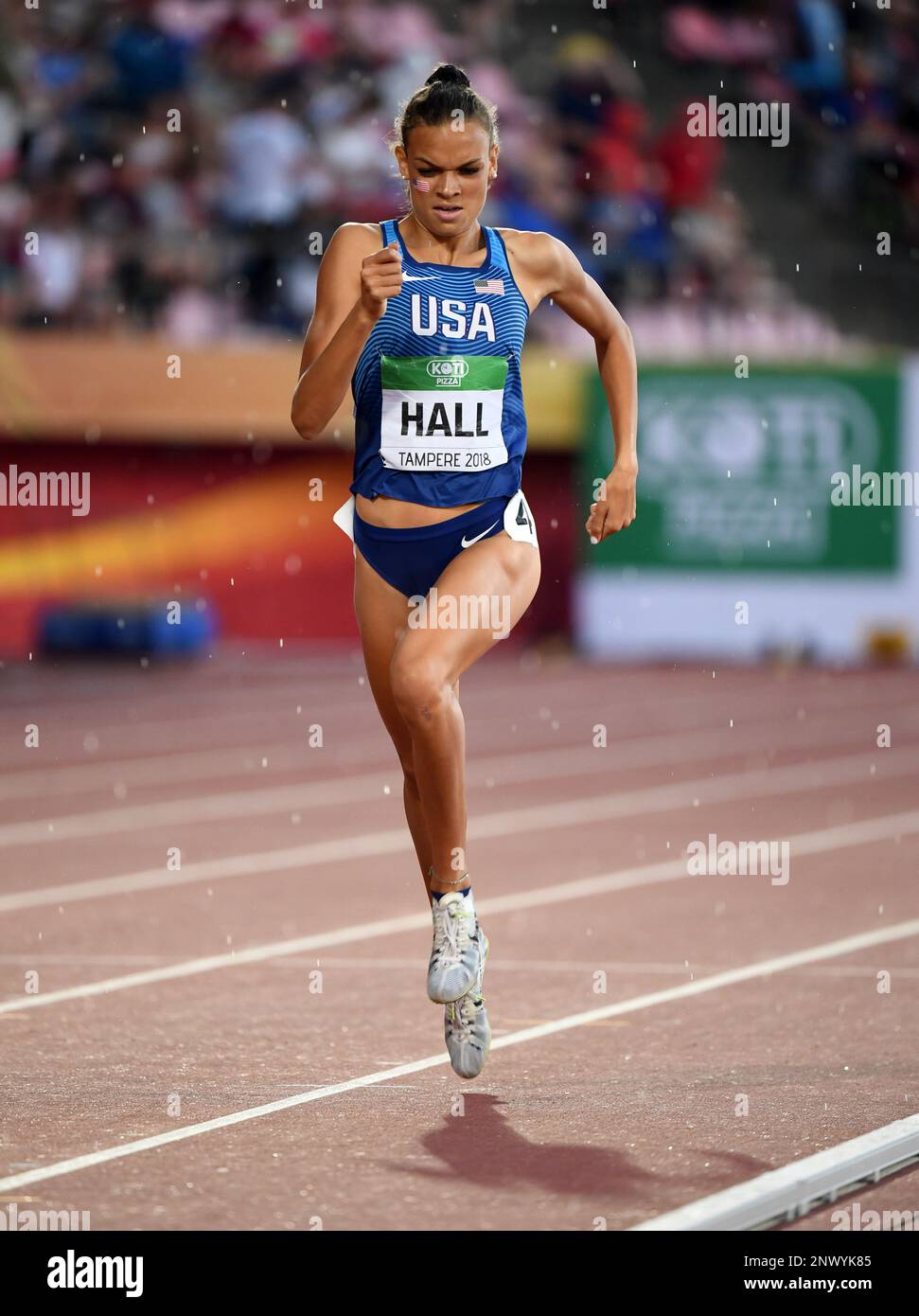 Anna Hall (USA) runs 2:15.19 in the heptathlon 800m during the IAAF ...