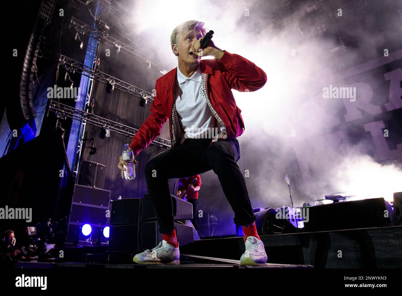 Felix Brummer of the German band 'Kraftklub' performs on the Main Stage ...