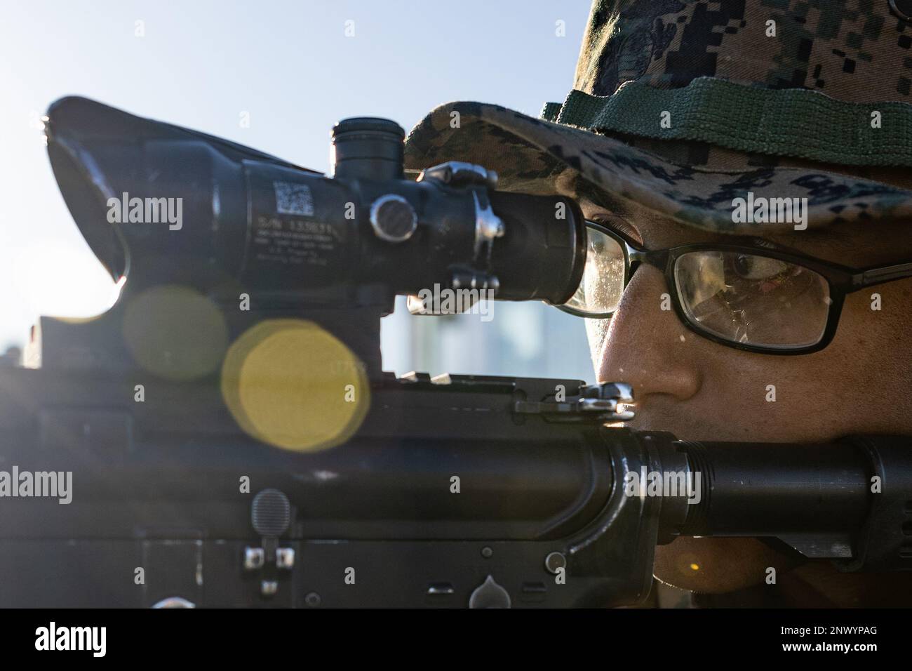 A U.S. Marine Corps recruit with Hotel Company, 2nd Recruit Training ...
