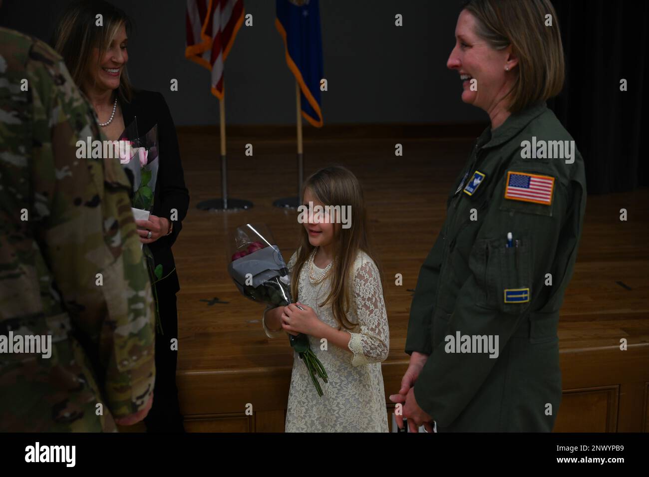 Col. Thomas Lessner, 913th Airlift Group commander's daughter stands ...