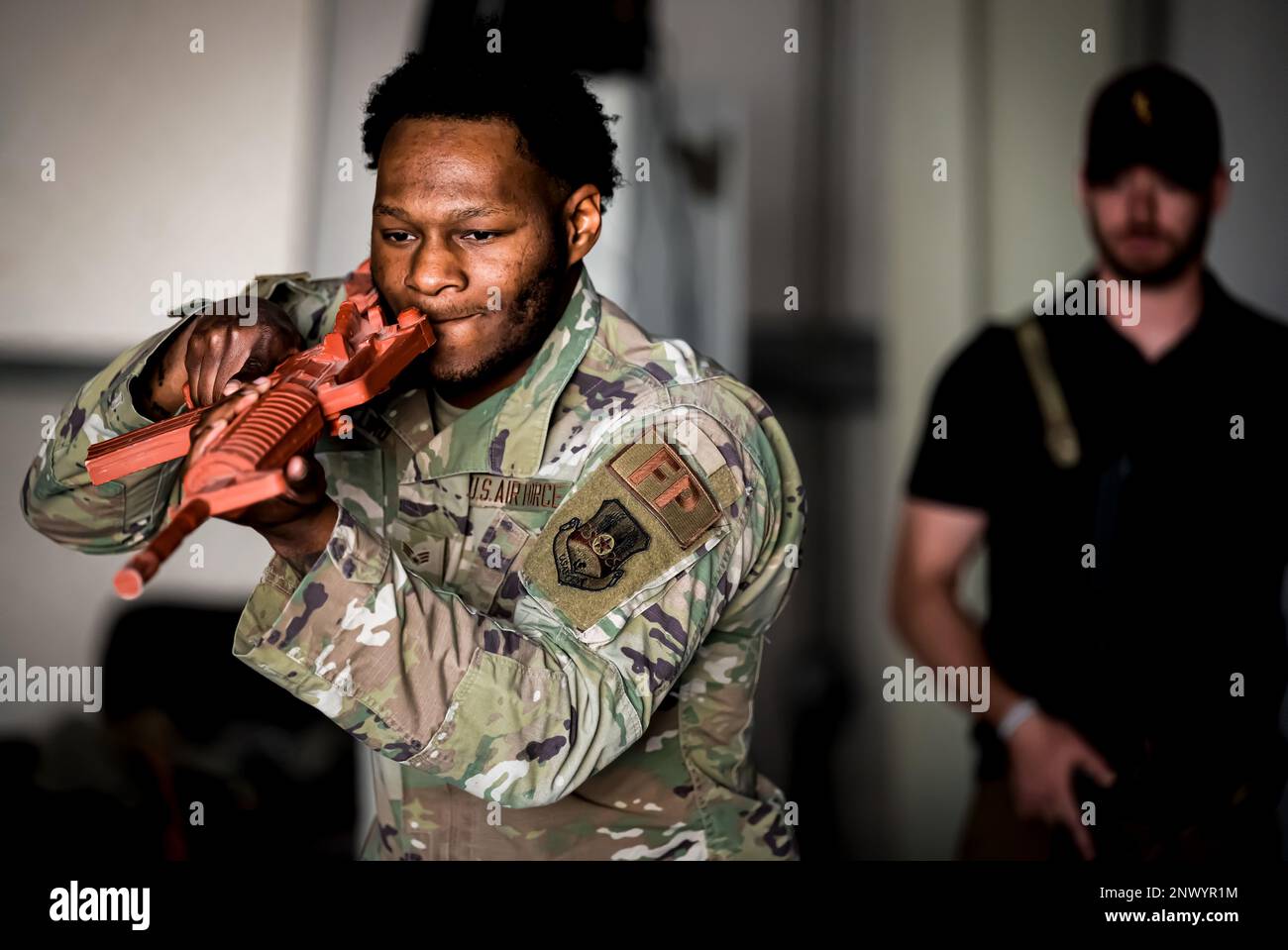 U.S Air Force Airman 1st Class Kahbriel Ballard, a Force Protection ...