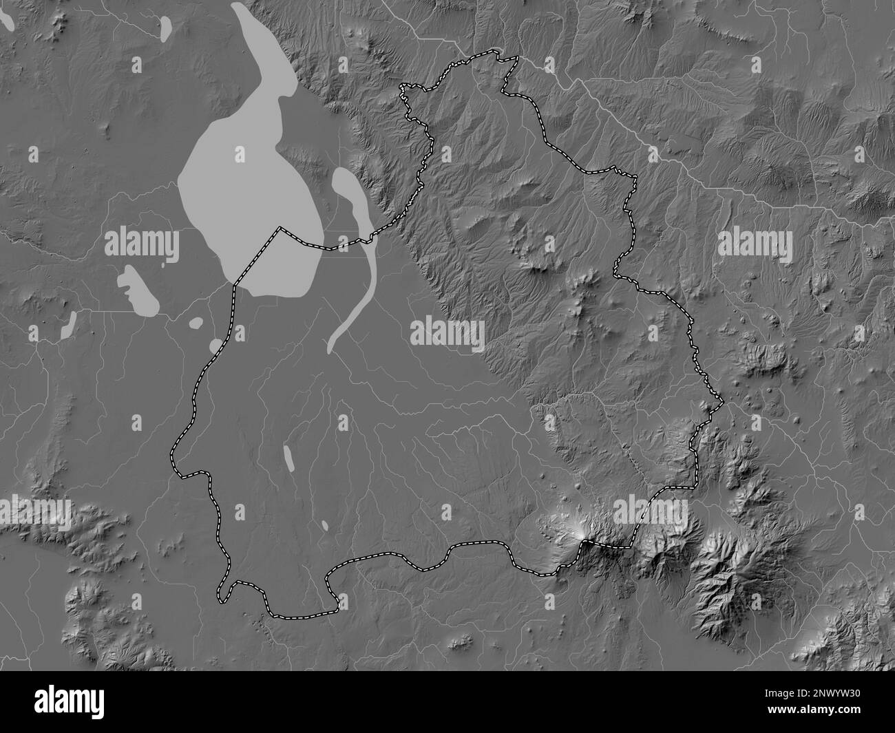 Aksaray, province of Turkiye. Bilevel elevation map with lakes and ...