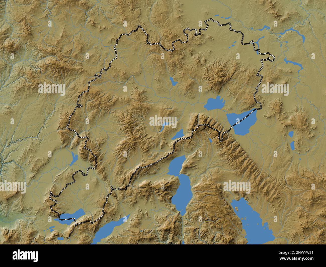 Afyon, province of Turkiye. Colored elevation map with lakes and rivers ...