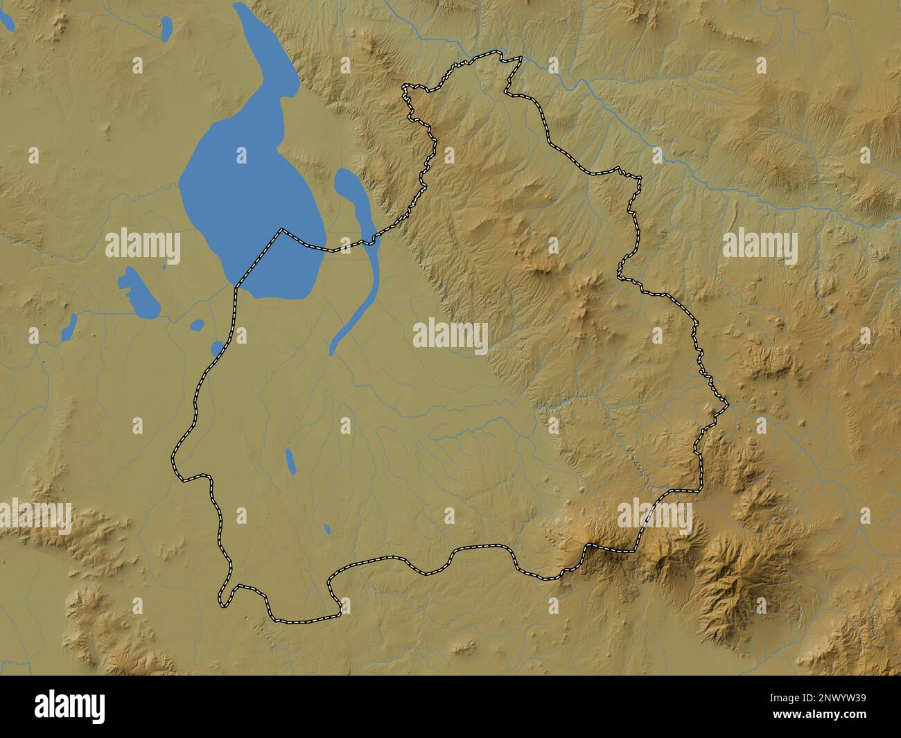 Aksaray, province of Turkiye. Colored elevation map with lakes and ...