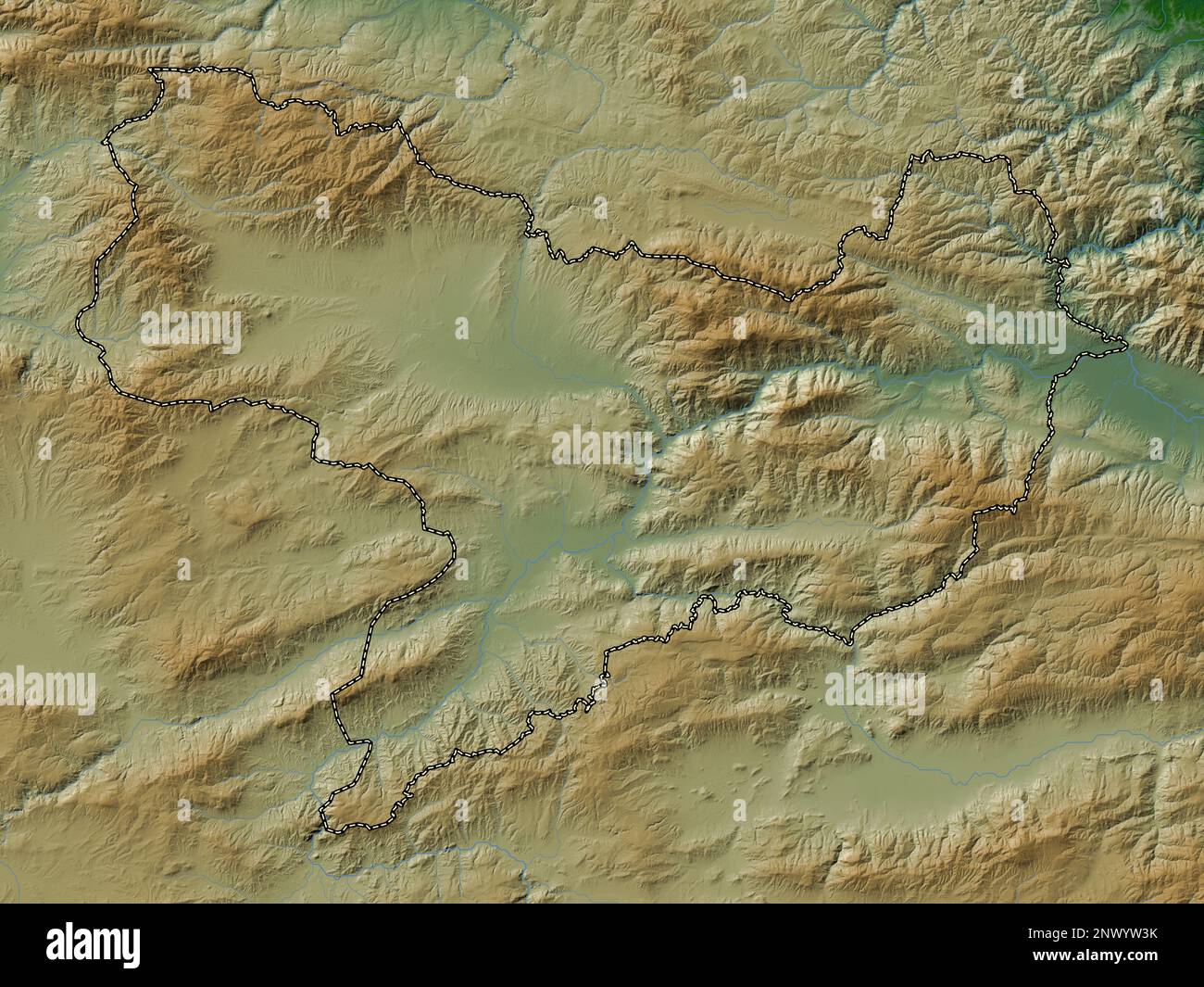 Amasya, province of Turkiye. Colored elevation map with lakes and ...