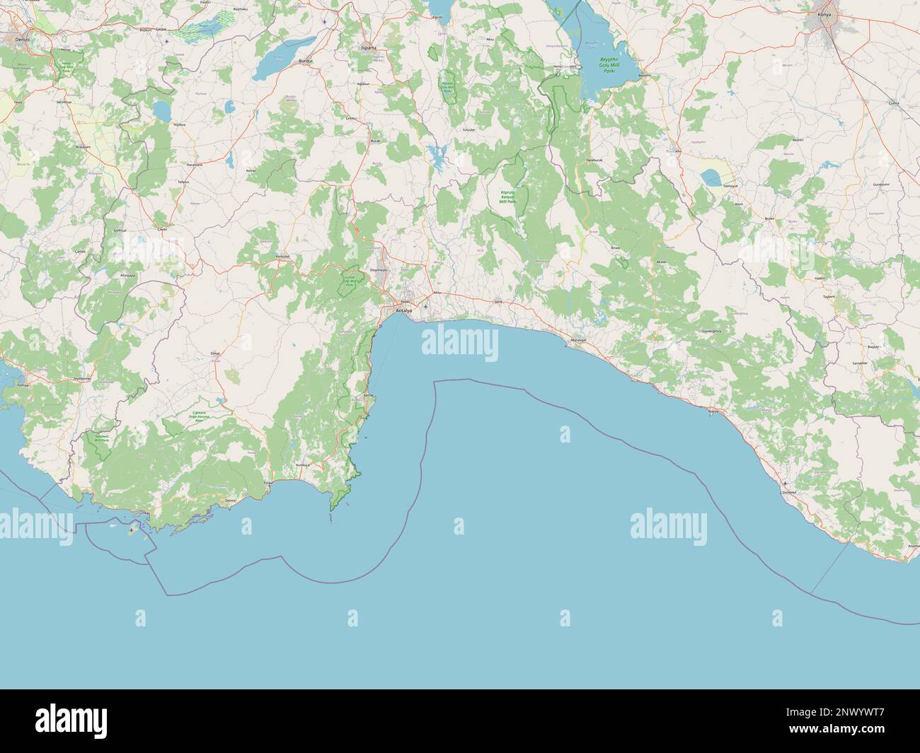 Antalya, province of Turkiye. Open Street Map Stock Photo - Alamy