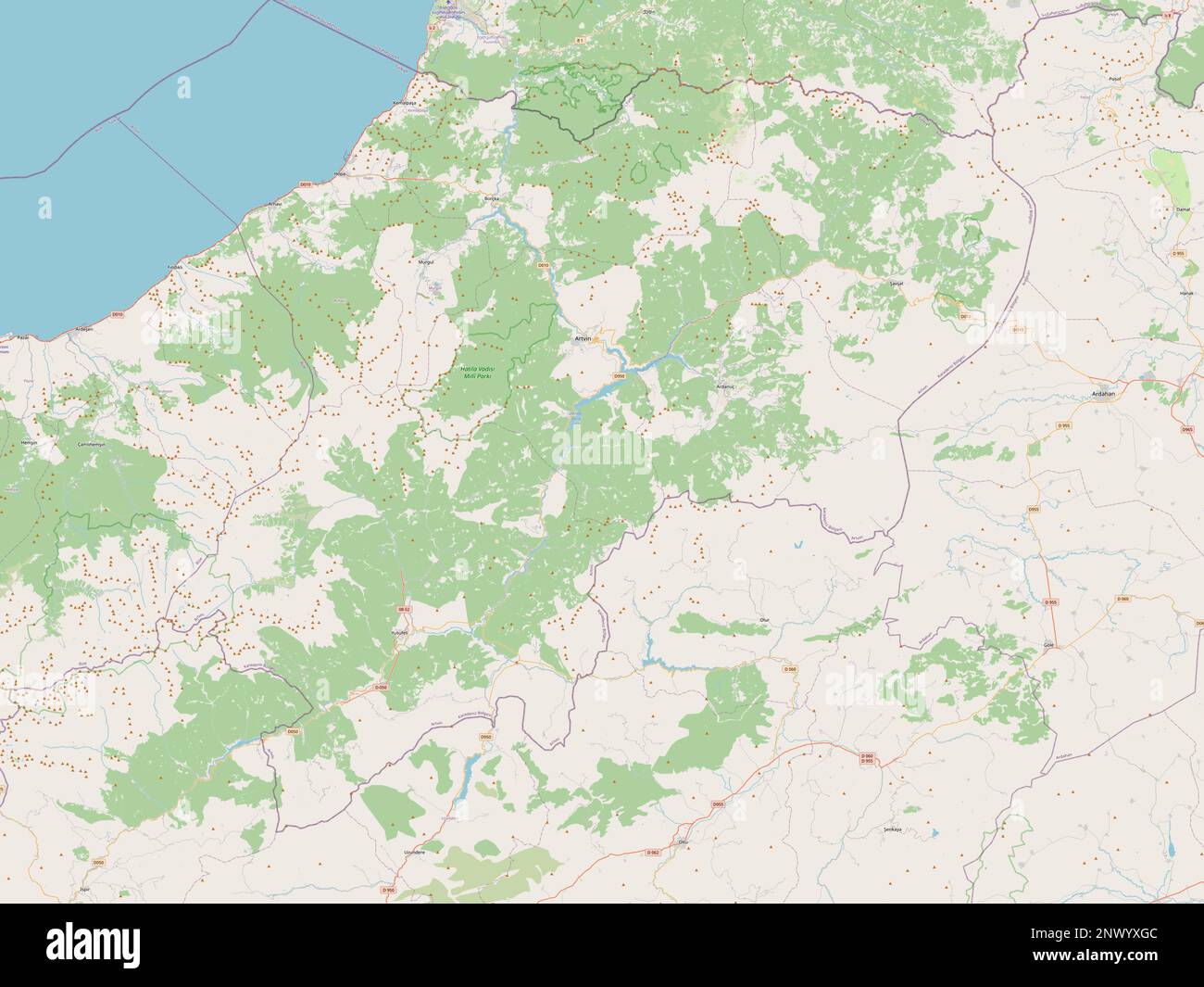 Artvin, province of Turkiye. Open Street Map Stock Photo - Alamy
