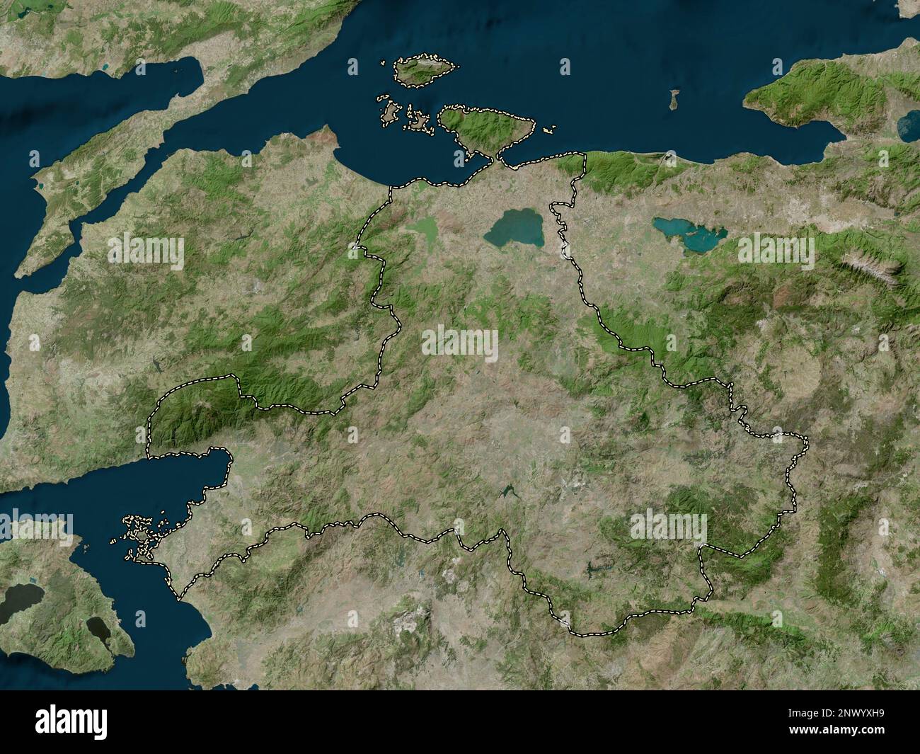 Balikesir, province of Turkiye. High resolution satellite map Stock ...