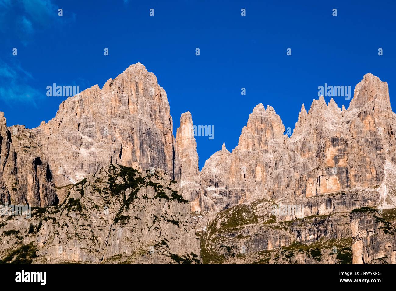 The main range of Brenta Dolomites with Cima Brenta Alta, Campanile ...