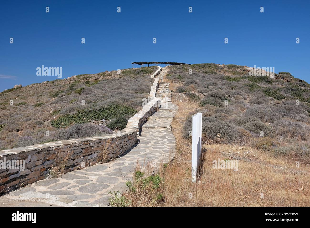 Ios, Greece - May 29, 2021 : View of path leading to the tomb of Homer ...