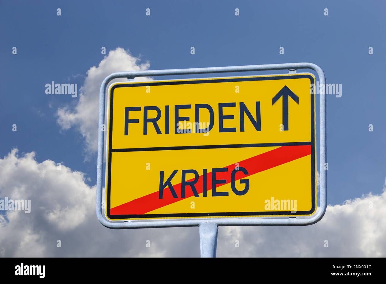 Symbol image war/peace: According to a german town exit sign, one ...
