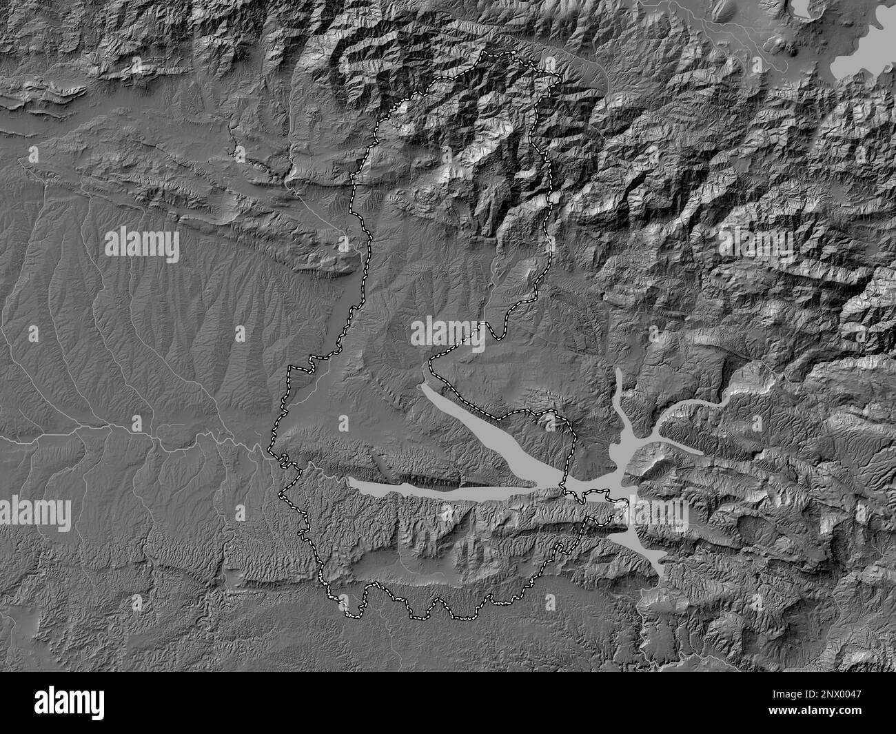 Batman, province of Turkiye. Bilevel elevation map with lakes and ...