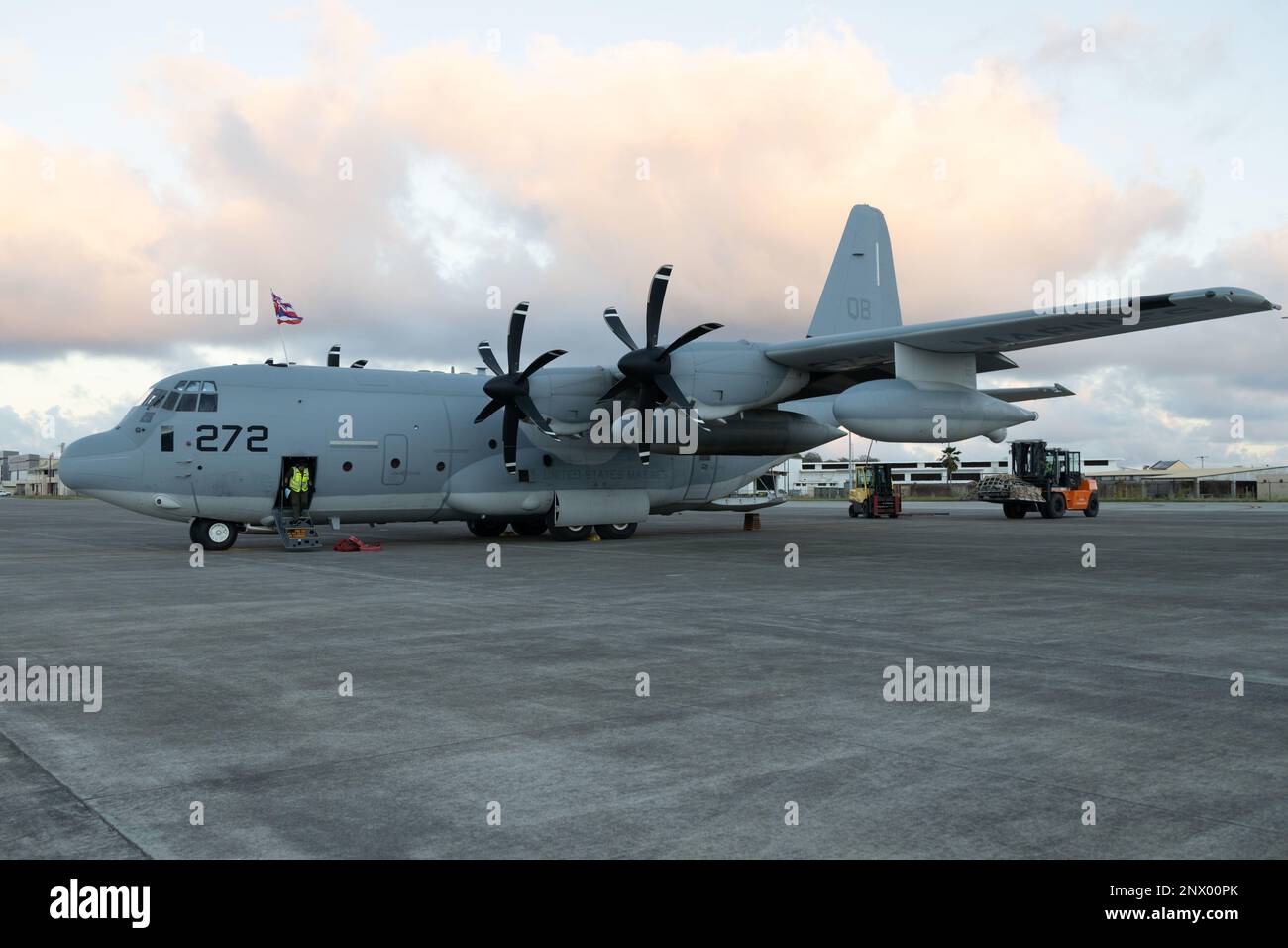 A U.S. Marine Corps KC-130J aircraft assigned to Marine Aerial Refueler ...