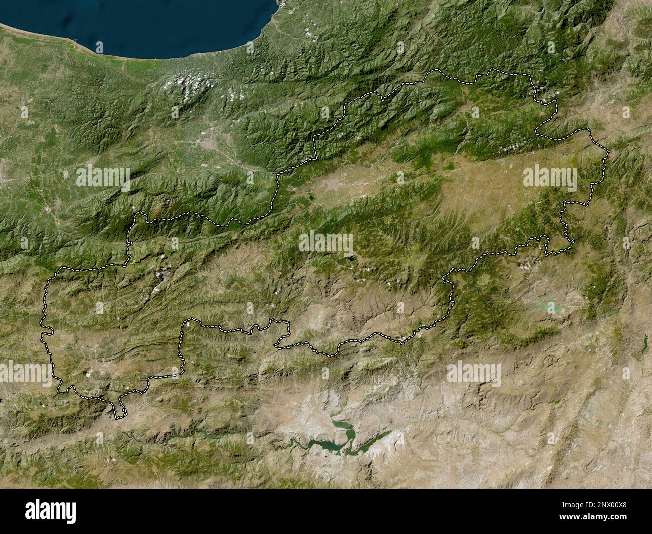 Bolu, province of Turkiye. Low resolution satellite map Stock Photo - Alamy