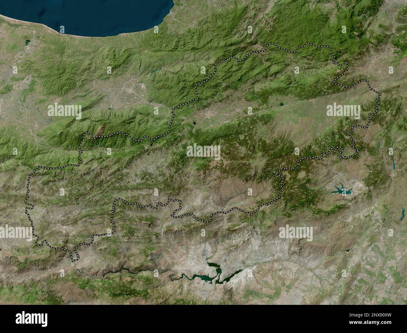 Bolu, province of Turkiye. High resolution satellite map Stock Photo ...