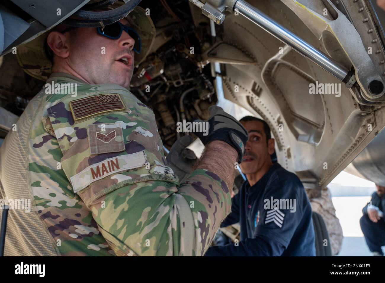U.S. Air Force Senior Airman Zachary Main with the 378th Expeditionary ...