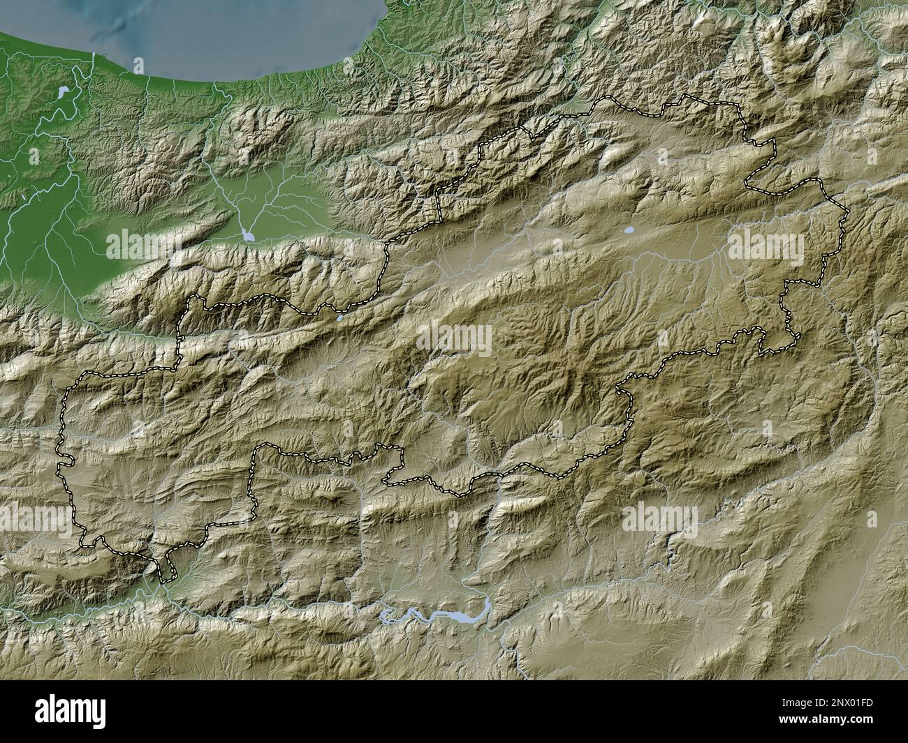 Bolu, province of Turkiye. Elevation map colored in wiki style with ...