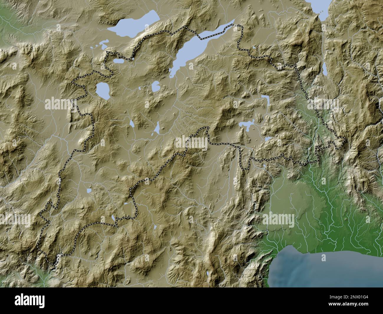 Burdur, province of Turkiye. Elevation map colored in wiki style with ...