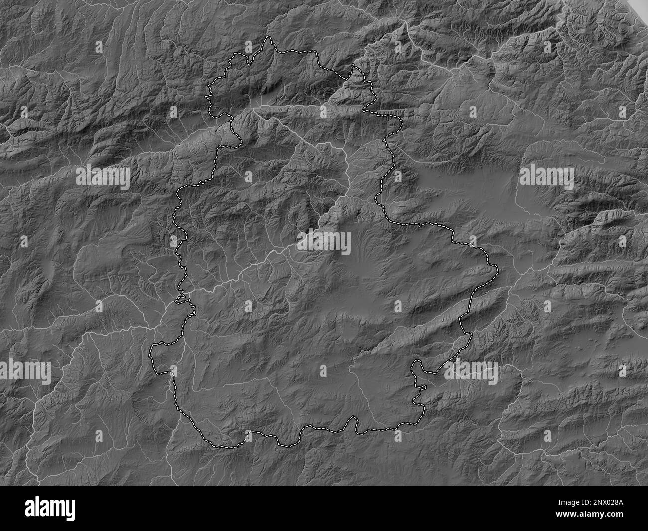 Corum, province of Turkiye. Grayscale elevation map with lakes and ...