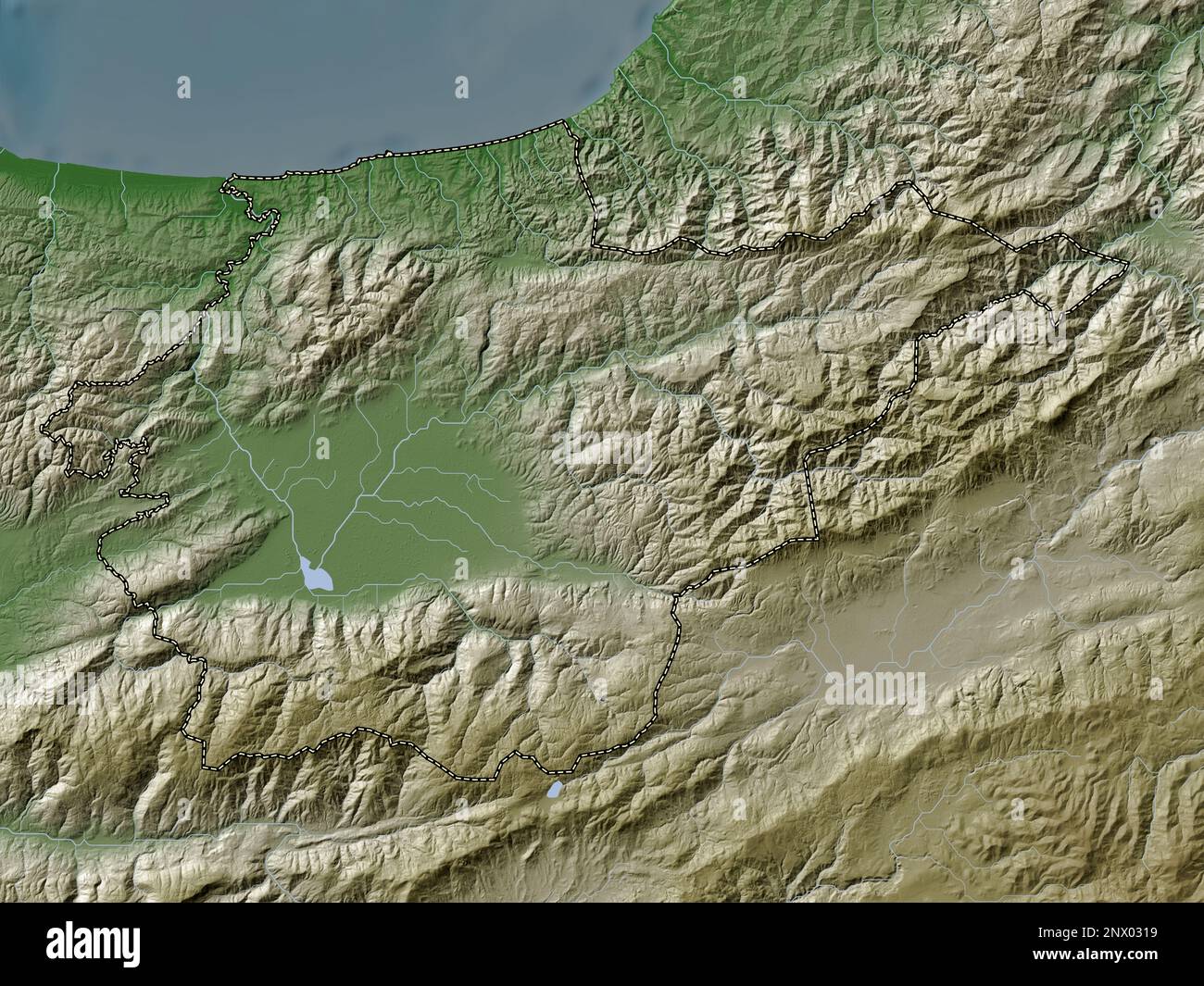 Duzce, province of Turkiye. Elevation map colored in wiki style with ...