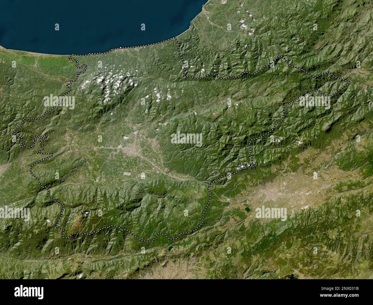 Duzce, province of Turkiye. Low resolution satellite map Stock Photo ...
