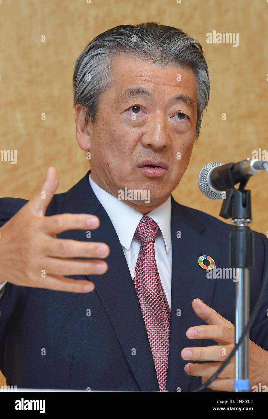 Showa Shell Sekiyu K.K. CEO Tsuyoshi Kameoka speaks during a press ...