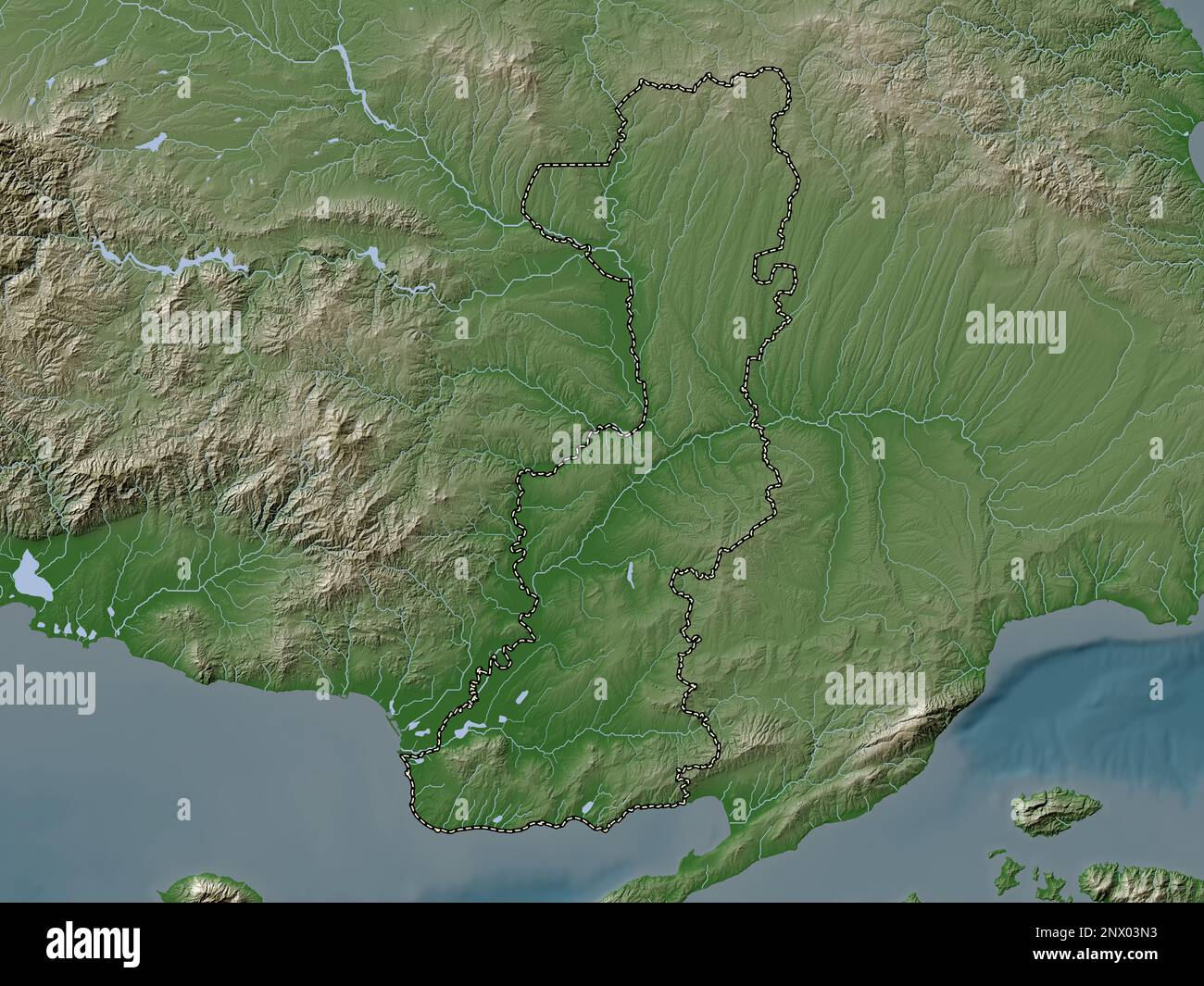 Edirne, province of Turkiye. Elevation map colored in wiki style with ...