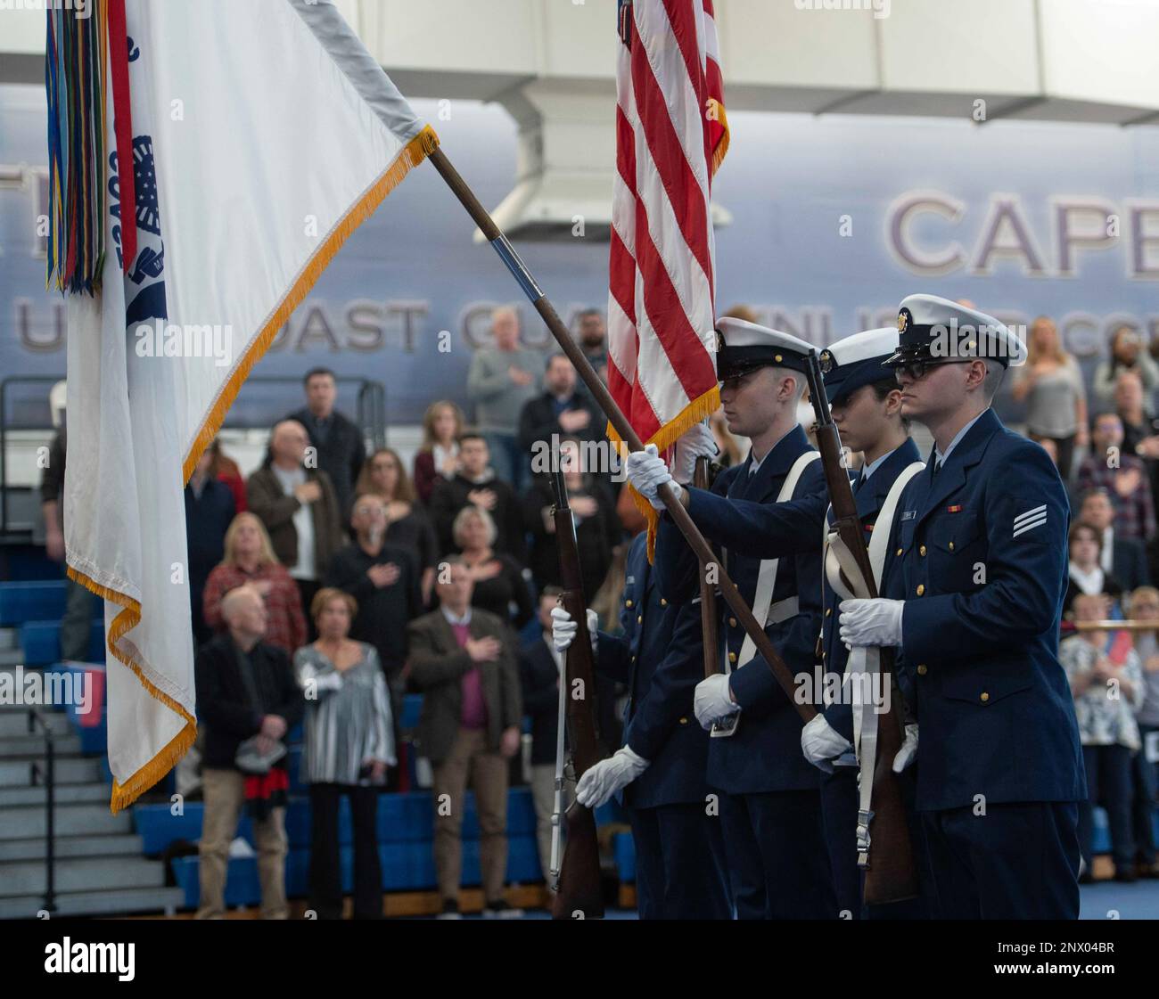 Graduates from recruit company E-203 present colors as they complete ...