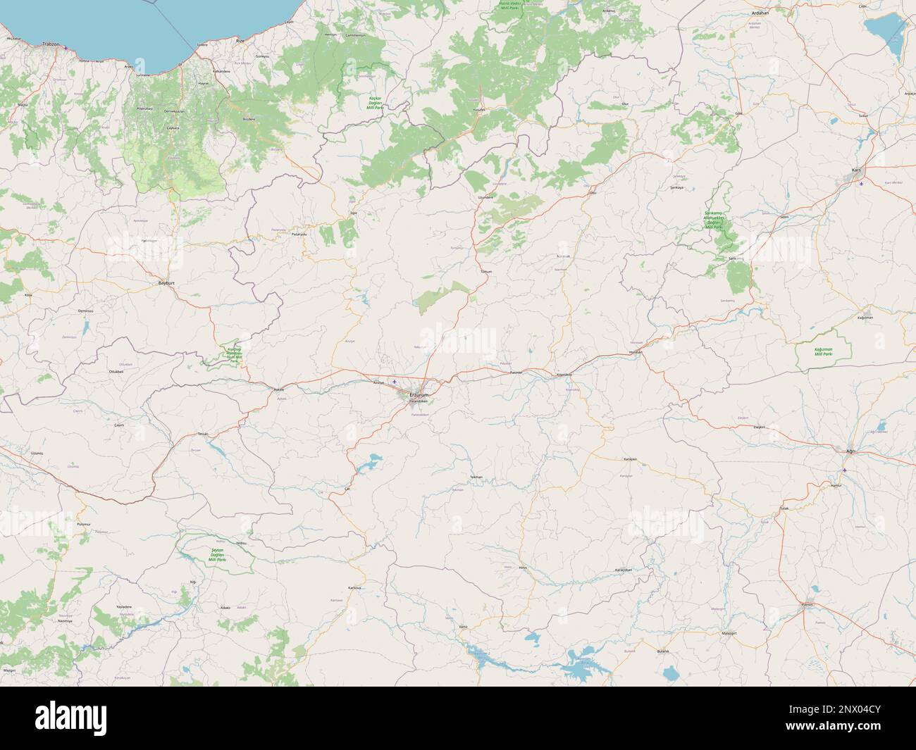 Erzurum, province of Turkiye. Open Street Map Stock Photo - Alamy