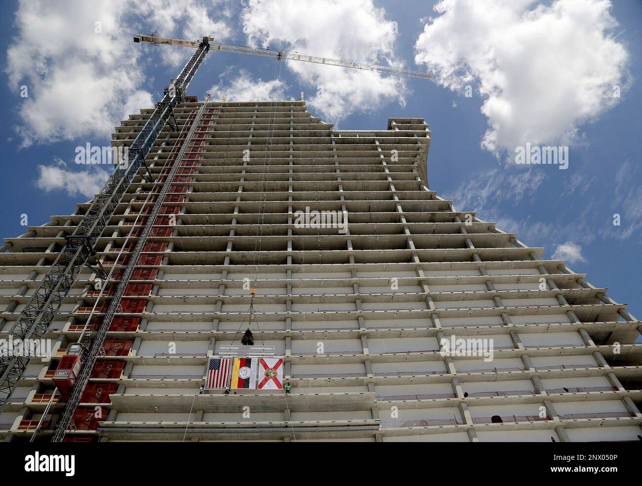 Two of the final steel beams with signatures along with the American ...