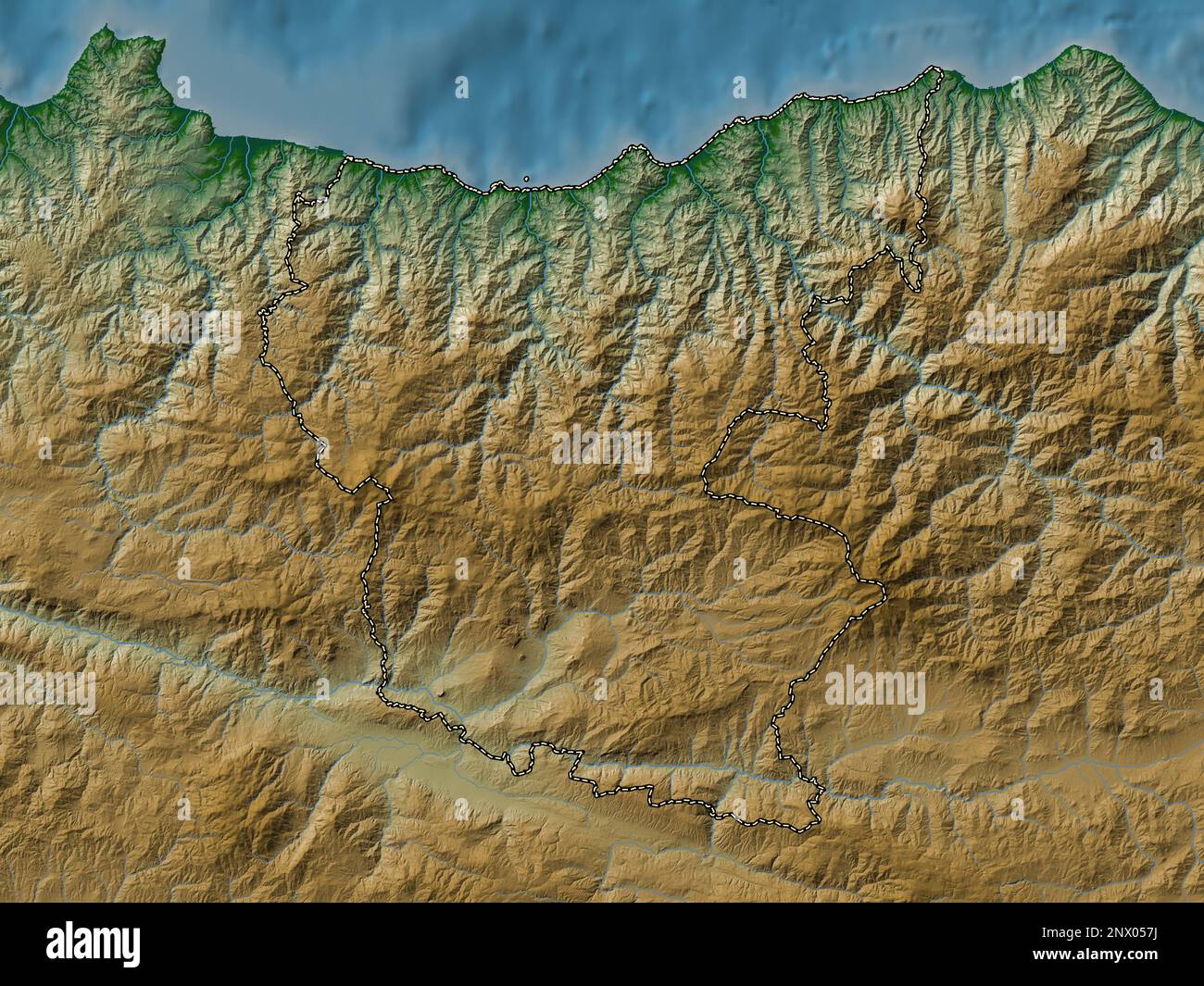 Giresun, province of Turkiye. Colored elevation map with lakes and ...