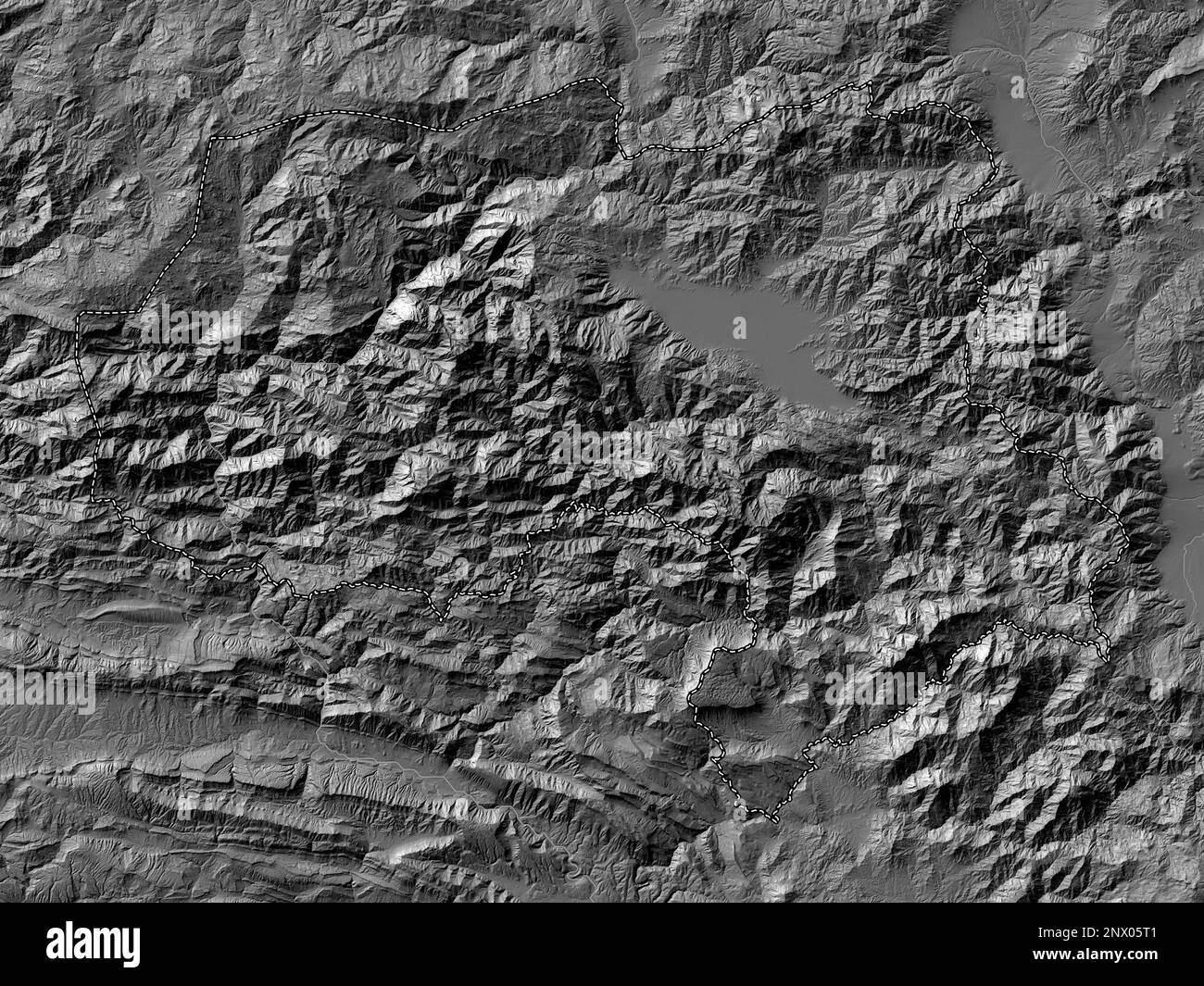 Hakkari, province of Turkiye. Bilevel elevation map with lakes and ...