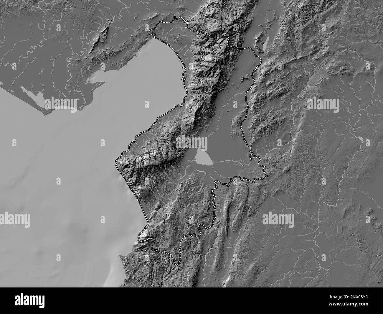 Hatay, province of Turkiye. Bilevel elevation map with lakes and rivers ...