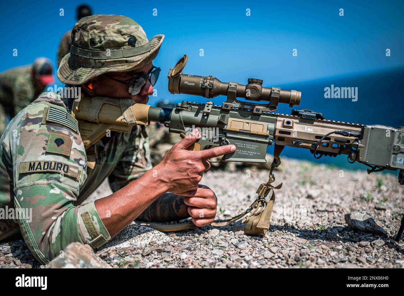 U.S. Army Specialist Adantoni Maduro, squad designated marksman with ...
