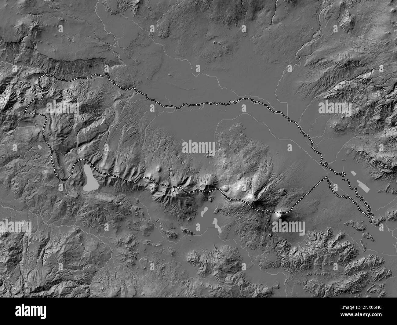Igdr, province of Turkiye. Bilevel elevation map with lakes and rivers ...