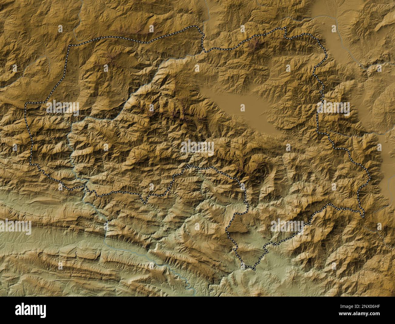 Hakkari, province of Turkiye. Colored elevation map with lakes and ...