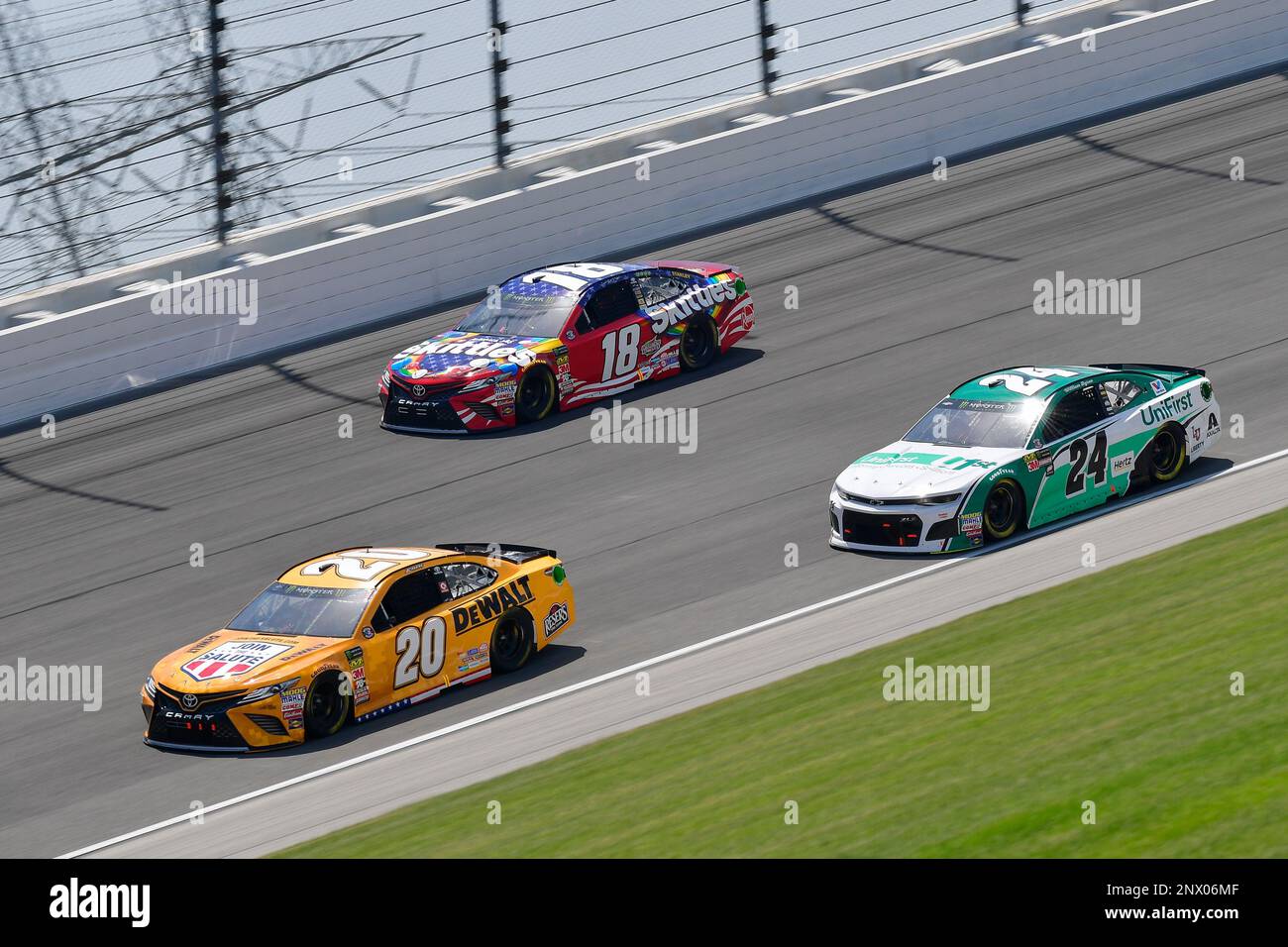 Erik Jones (20), Kyle Busch (18), and William Byron (24) during the ...