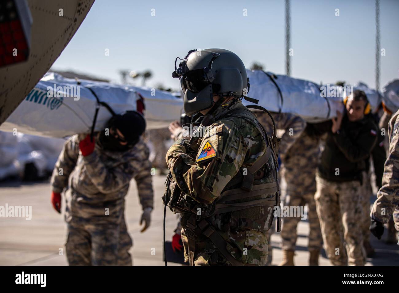 U.S. Army 1st Sgt. Christopher Norris, a CH-47F Chinook crew chief ...
