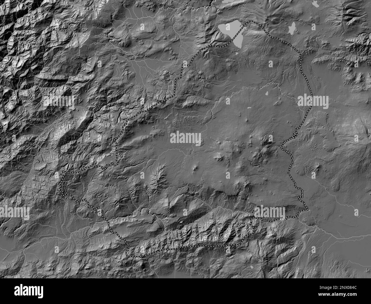 Kars, province of Turkiye. Bilevel elevation map with lakes and rivers ...