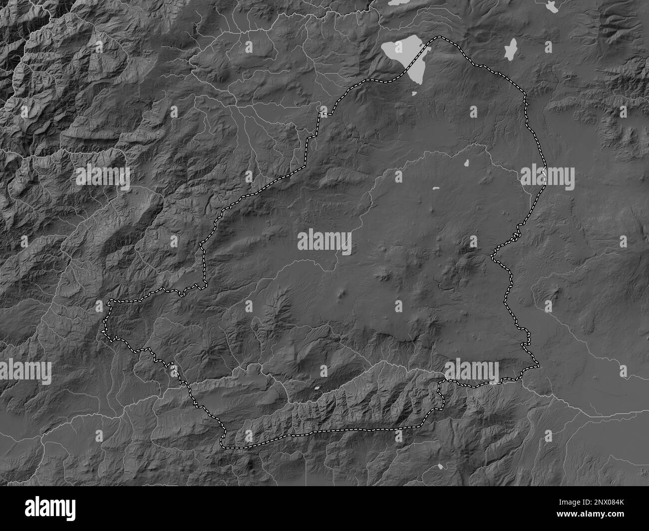 Kars, province of Turkiye. Grayscale elevation map with lakes and ...