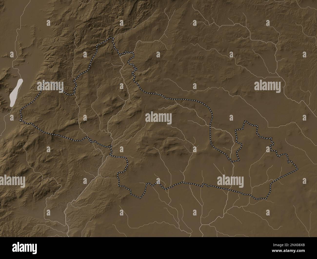 Kilis, province of Turkiye. Elevation map colored in sepia tones with ...