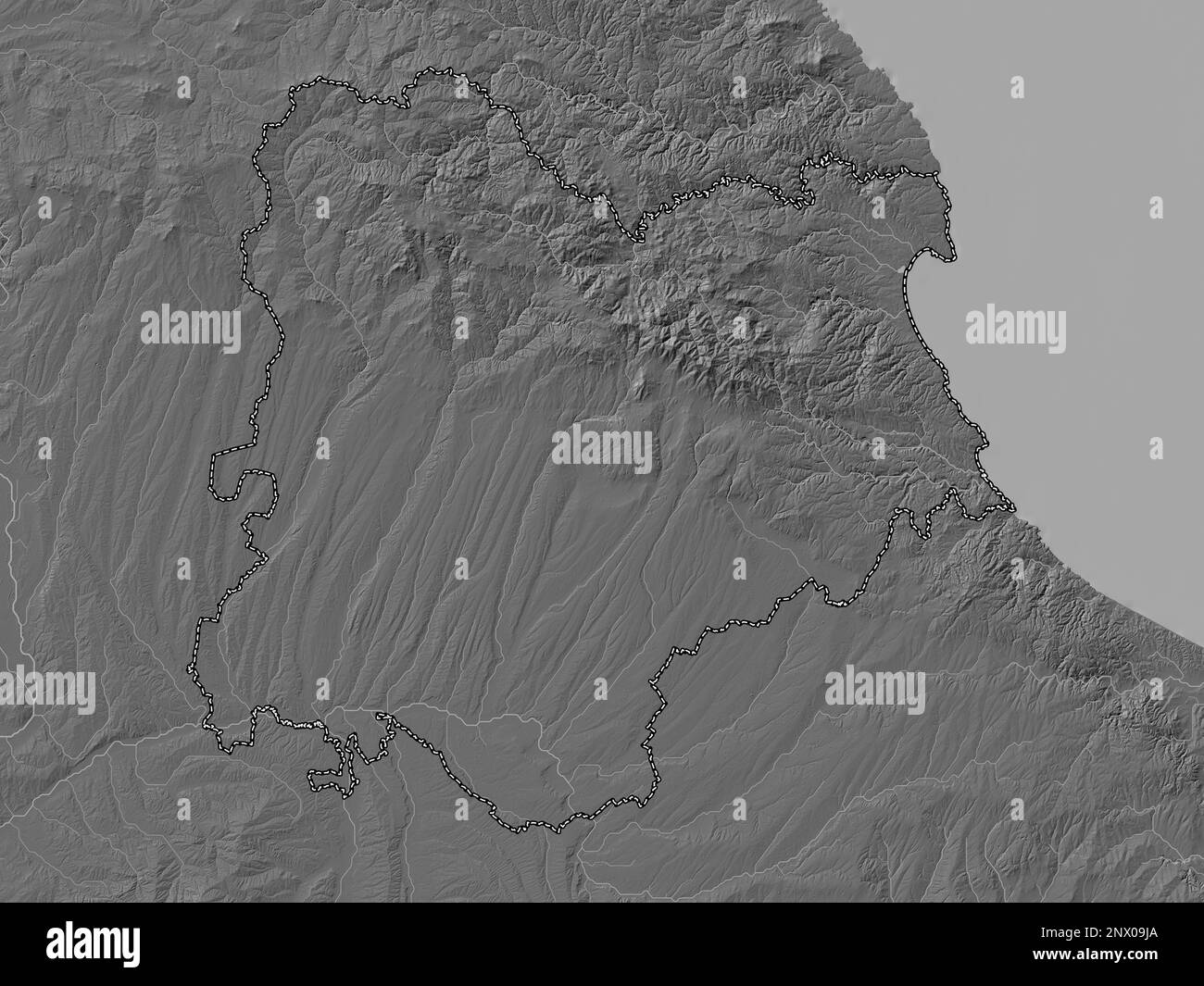 Kirklareli, province of Turkiye. Bilevel elevation map with lakes and ...