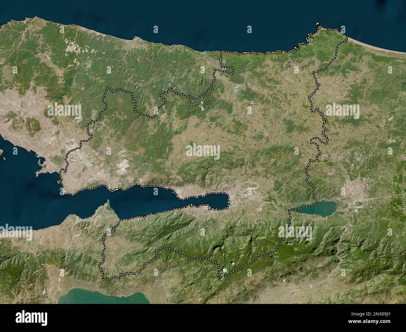 Kocaeli, province of Turkiye. Low resolution satellite map Stock Photo ...