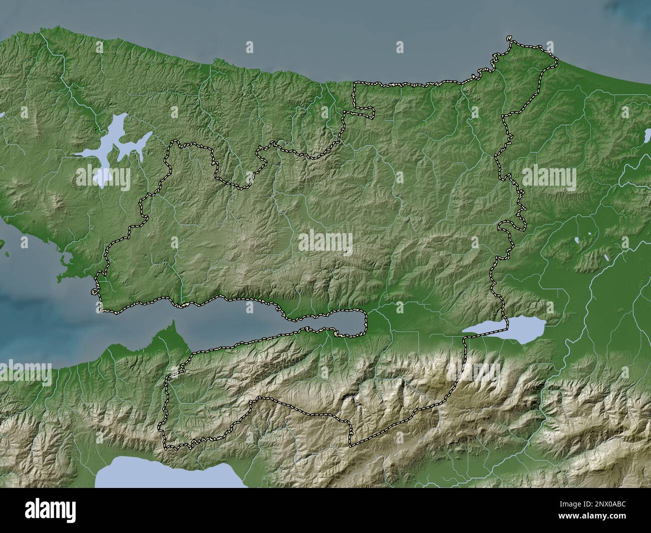 Kocaeli, province of Turkiye. Elevation map colored in wiki style with ...