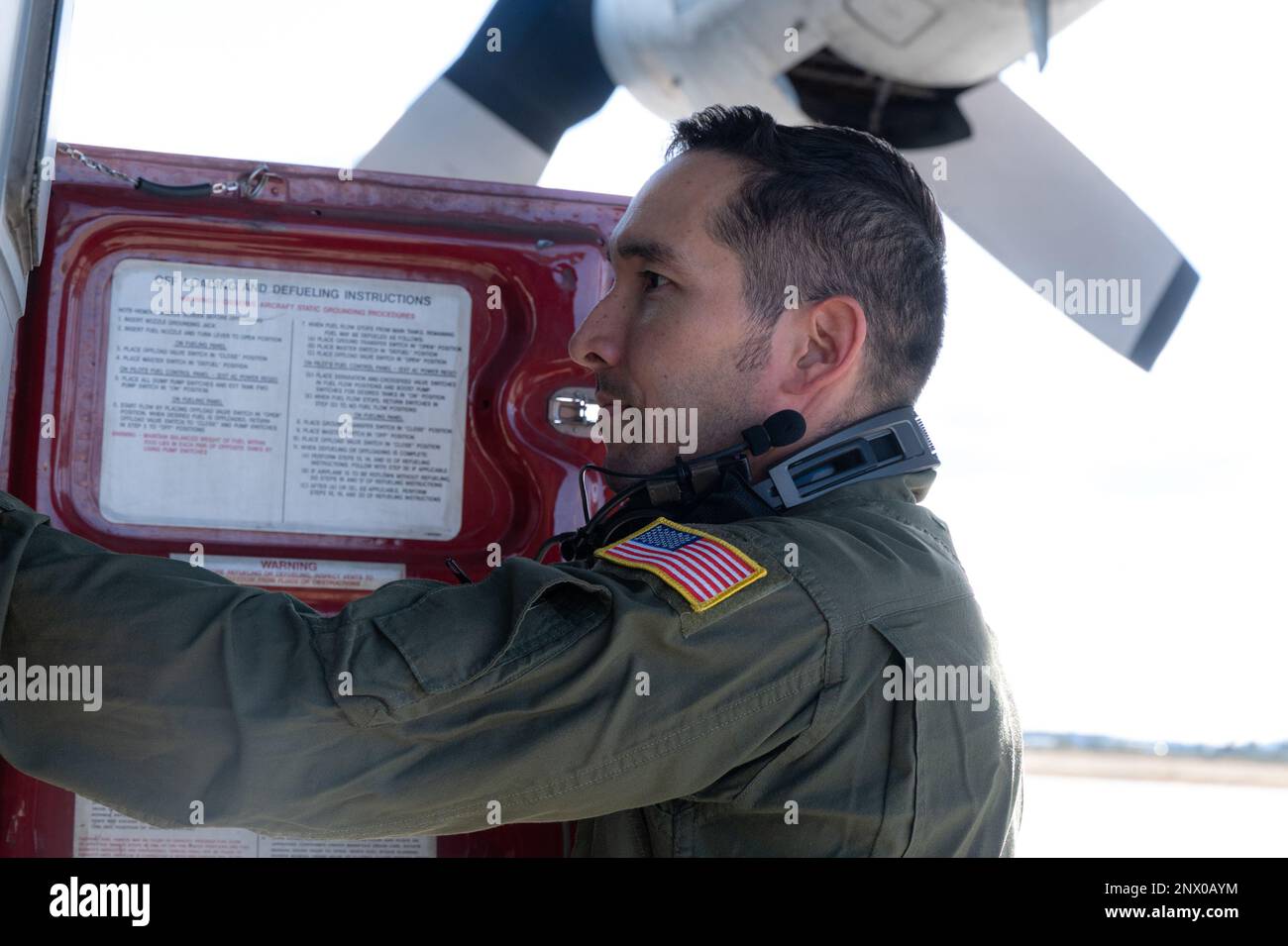 Aircrew from the 43rd Electronic Combat Squadron perform pre-flight ...